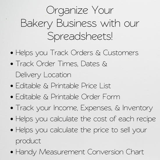 Bakery Business Template Bundle Google Sheet and Excel Spreadsheet ...