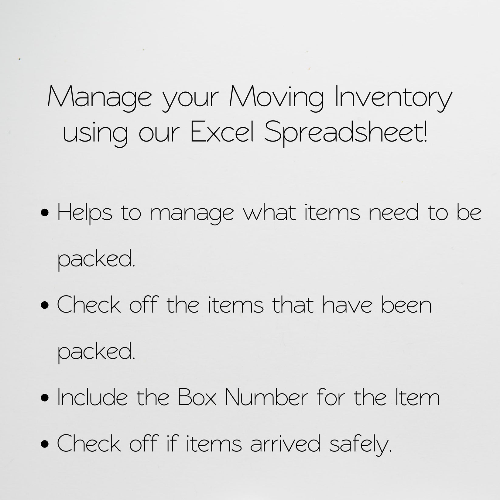 Moving Inventory Checklist Google Sheet and Excel Spreadsheet – Savvy ...