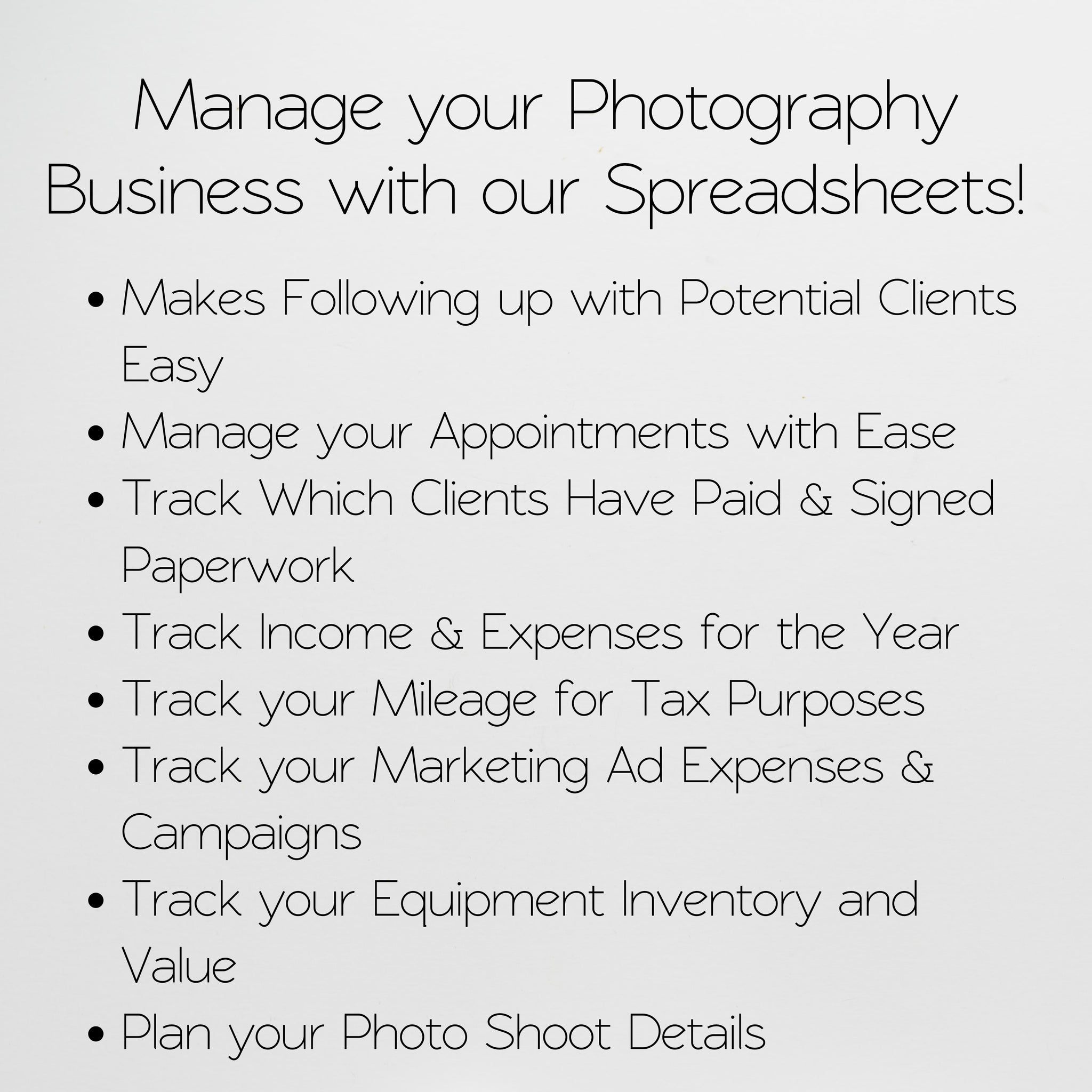 Photography Planner Template Bundle Google Sheet and Excel Spreadsheet ...