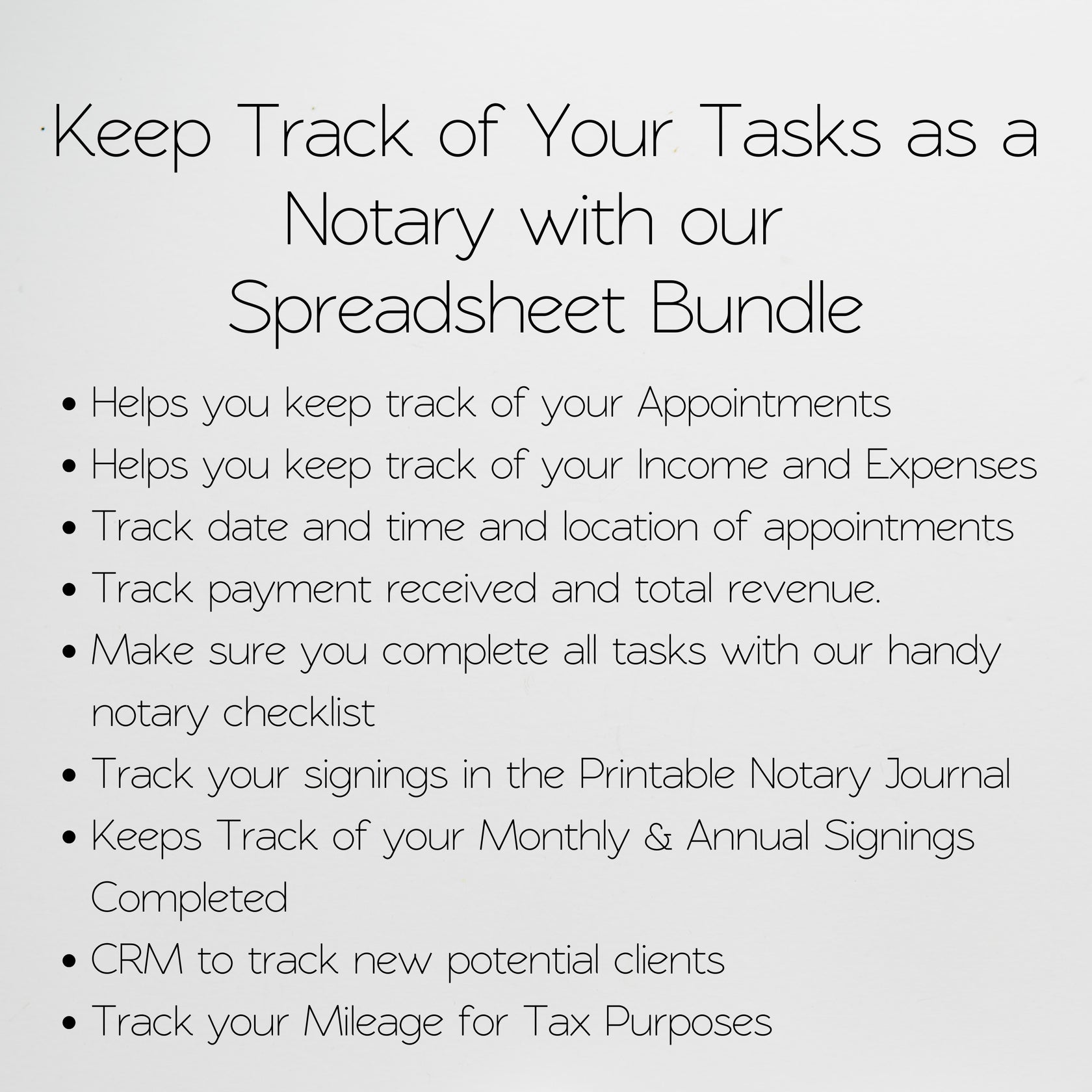 Notary Bookkeeping Template Google Sheets and Excel Spreadsheet – Savvy ...