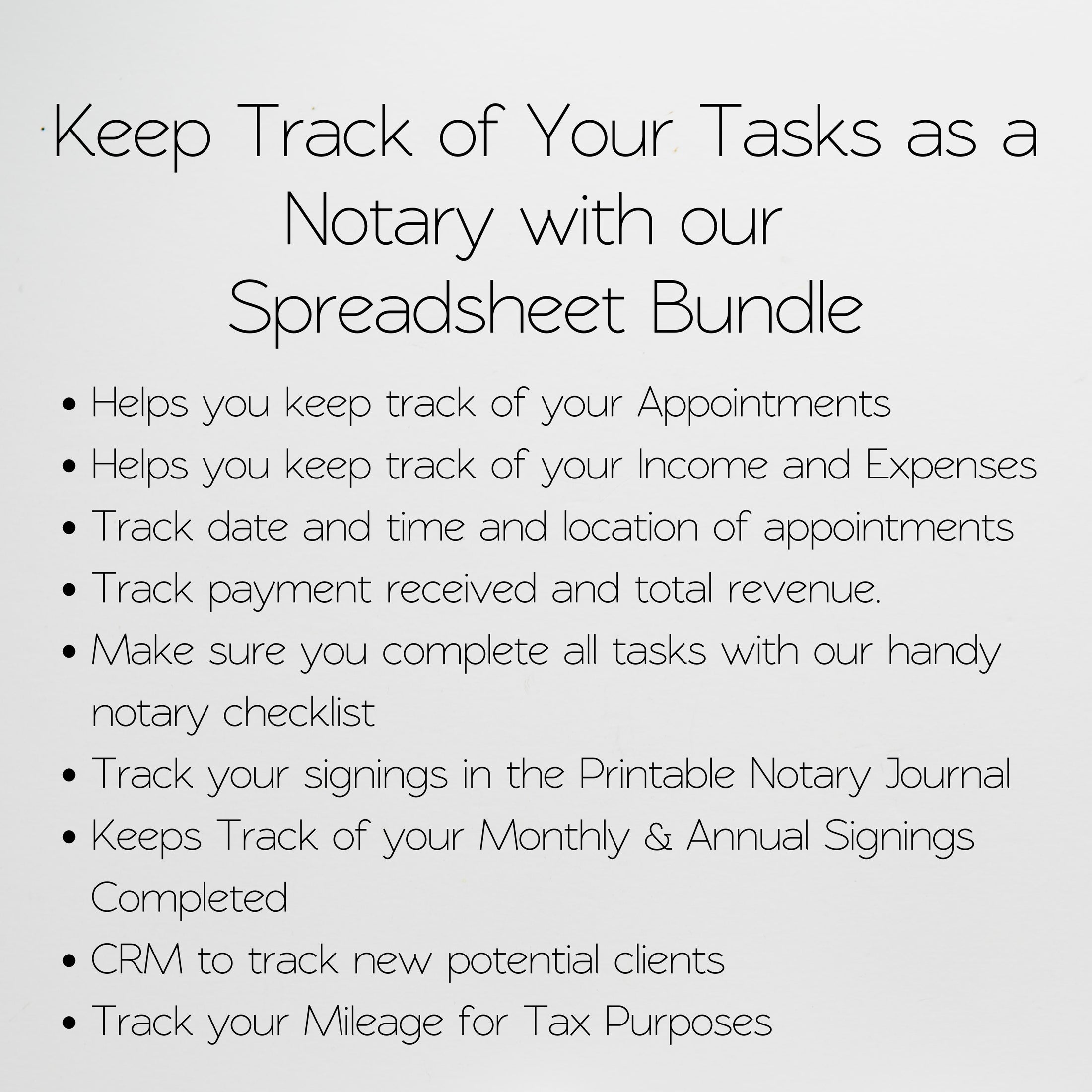 Notary Bookkeeping Template Google Sheets and Excel Spreadsheet – Savvy ...