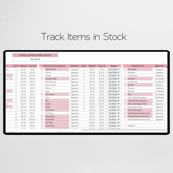 Salon Inventory Tracker Google Sheet and Excel Spreadsheet Template ...