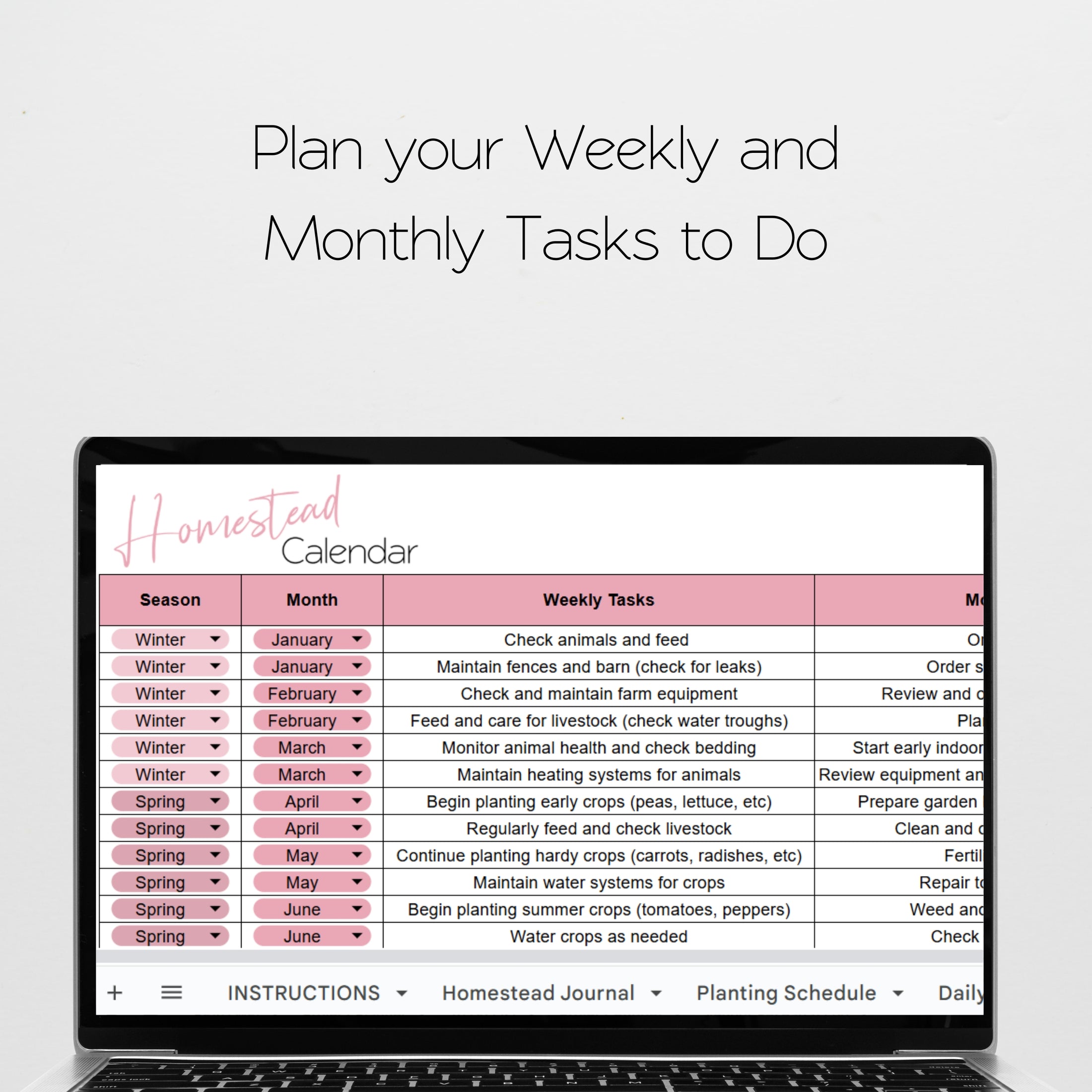 Homestead Planner Template Google Sheet and Excel Spreadsheet – Savvy ...