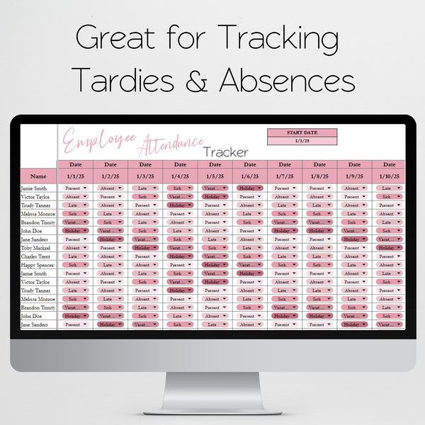 Employee Attendance Tracker Template Google Sheets and Excel Spreadshe ...
