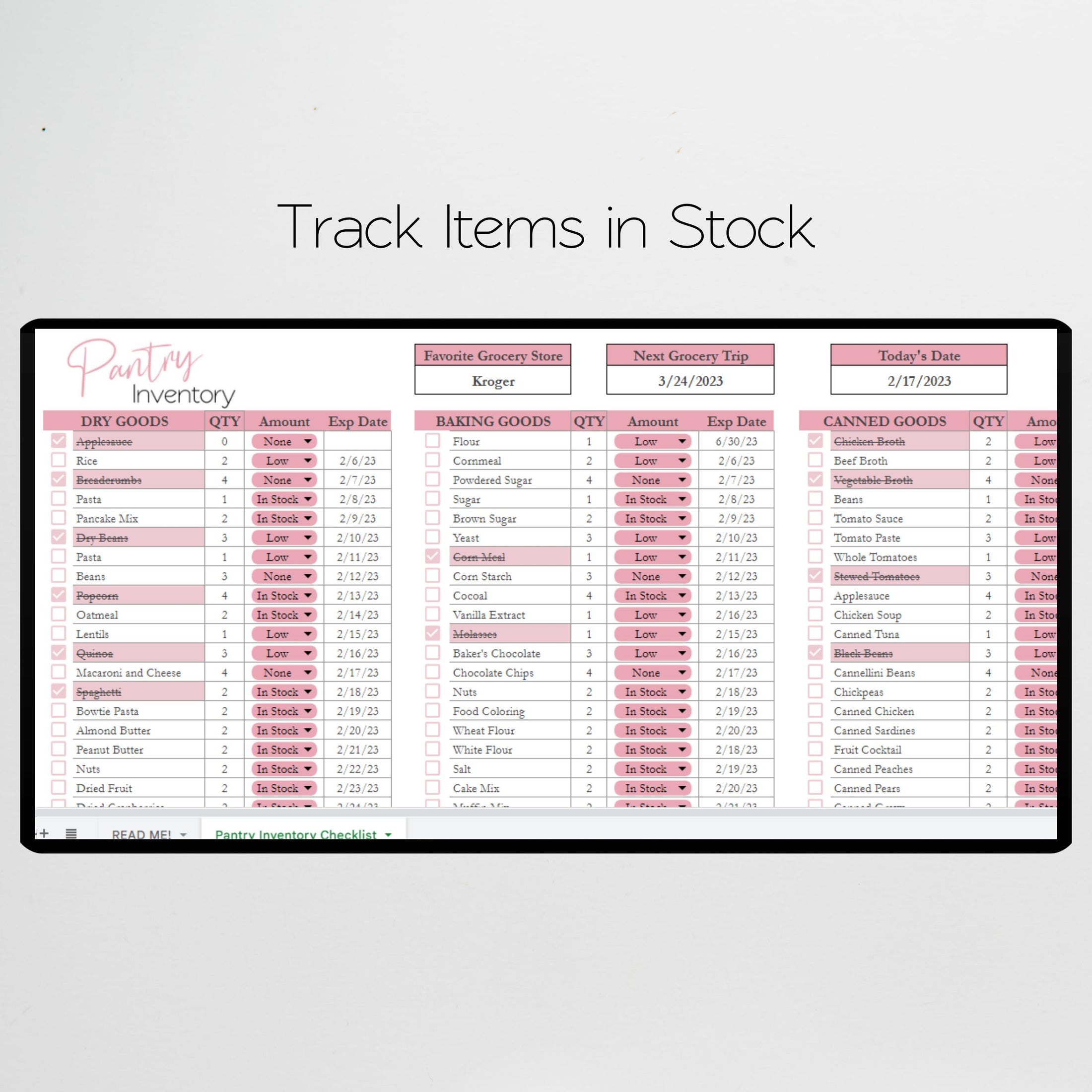 Pantry Inventory Google Sheet and Excel Spreadsheet – Savvy and Thriving