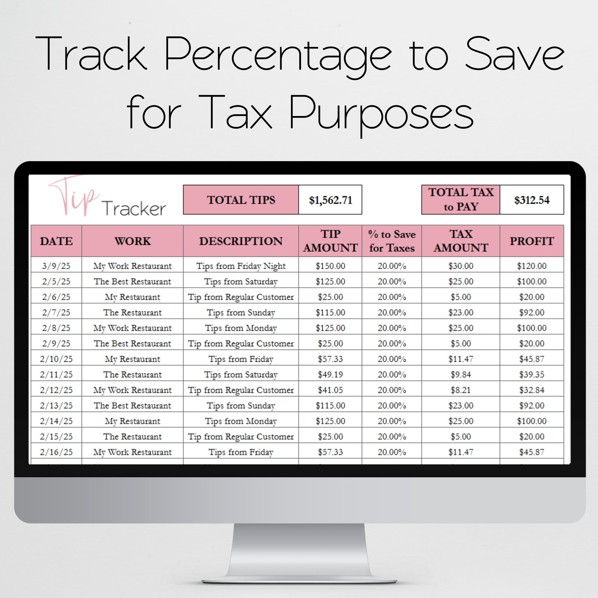 Tip Tracker Google Sheet and Excel Spreadsheet – Savvy and Thriving
