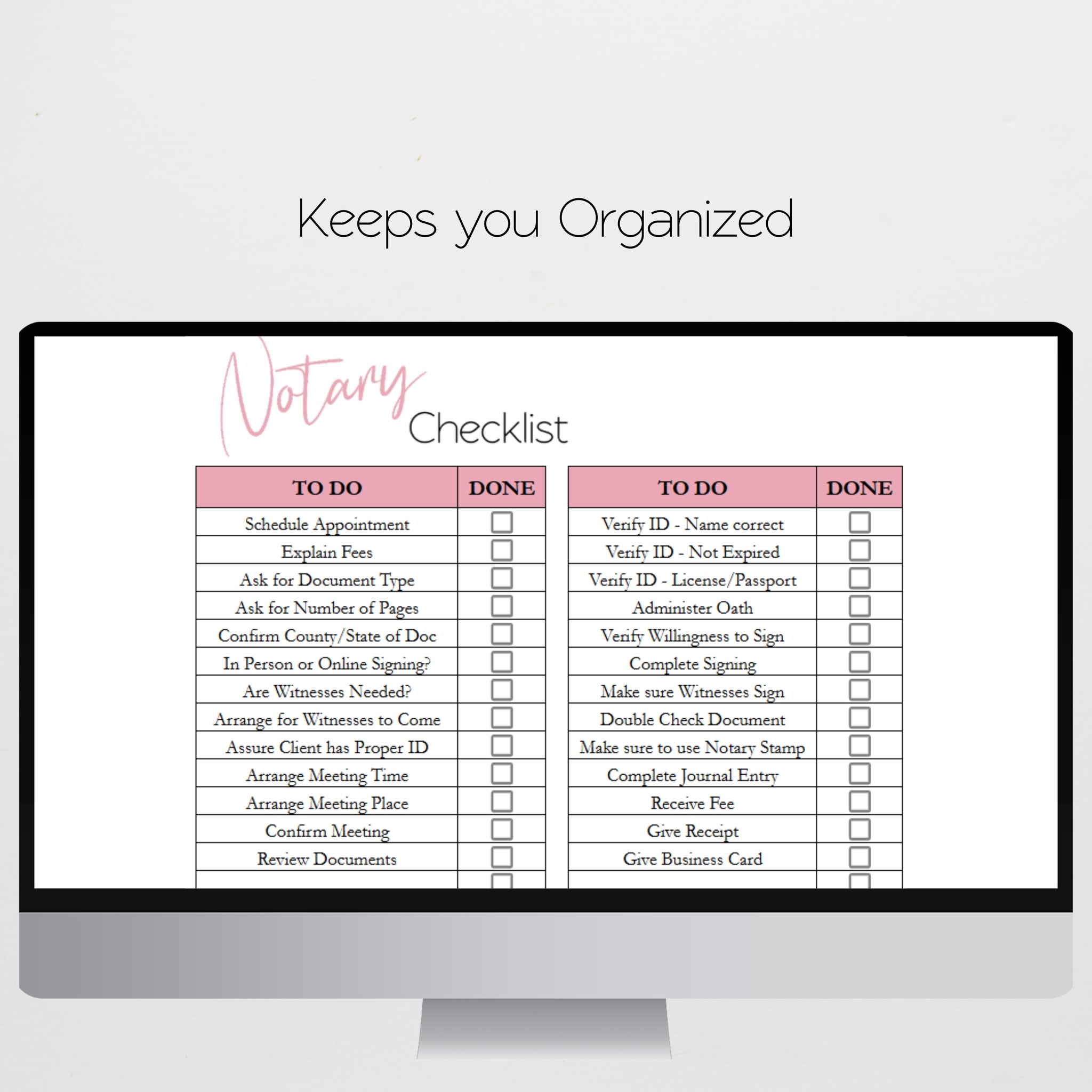 Notary Bookkeeping Template Google Sheets and Excel Spreadsheet – Savvy ...
