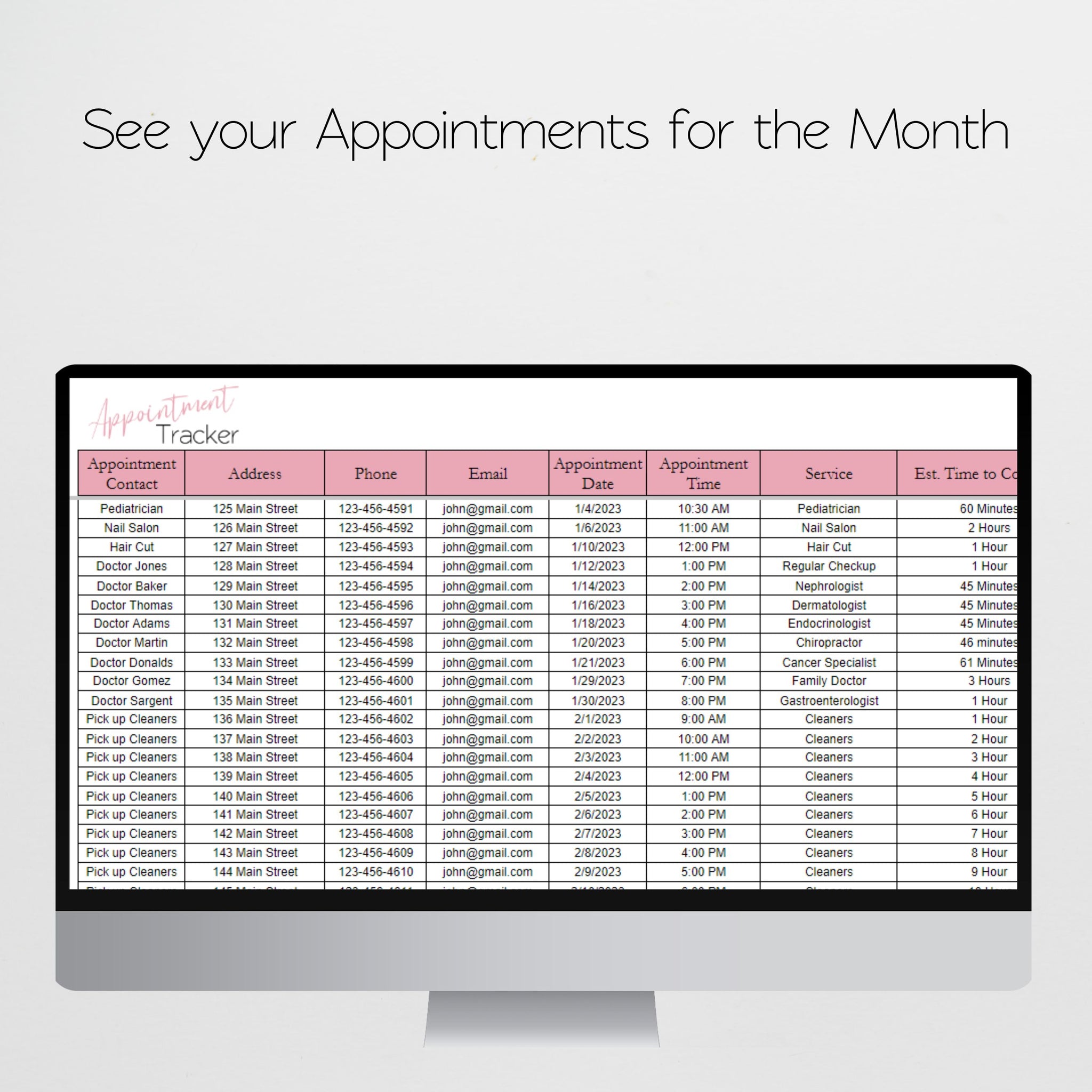 Appointment Tracker Google Sheet – Savvy and Thriving