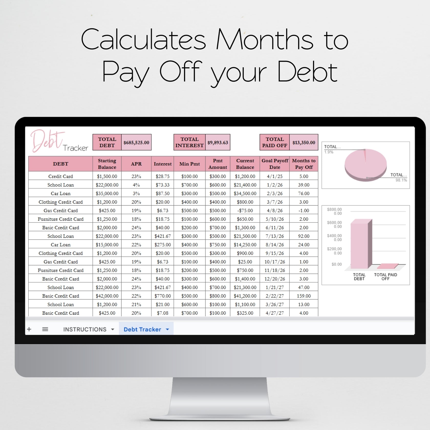 Debt Tracker Google Sheets Template and Excel Spreadsheet – Savvy and ...