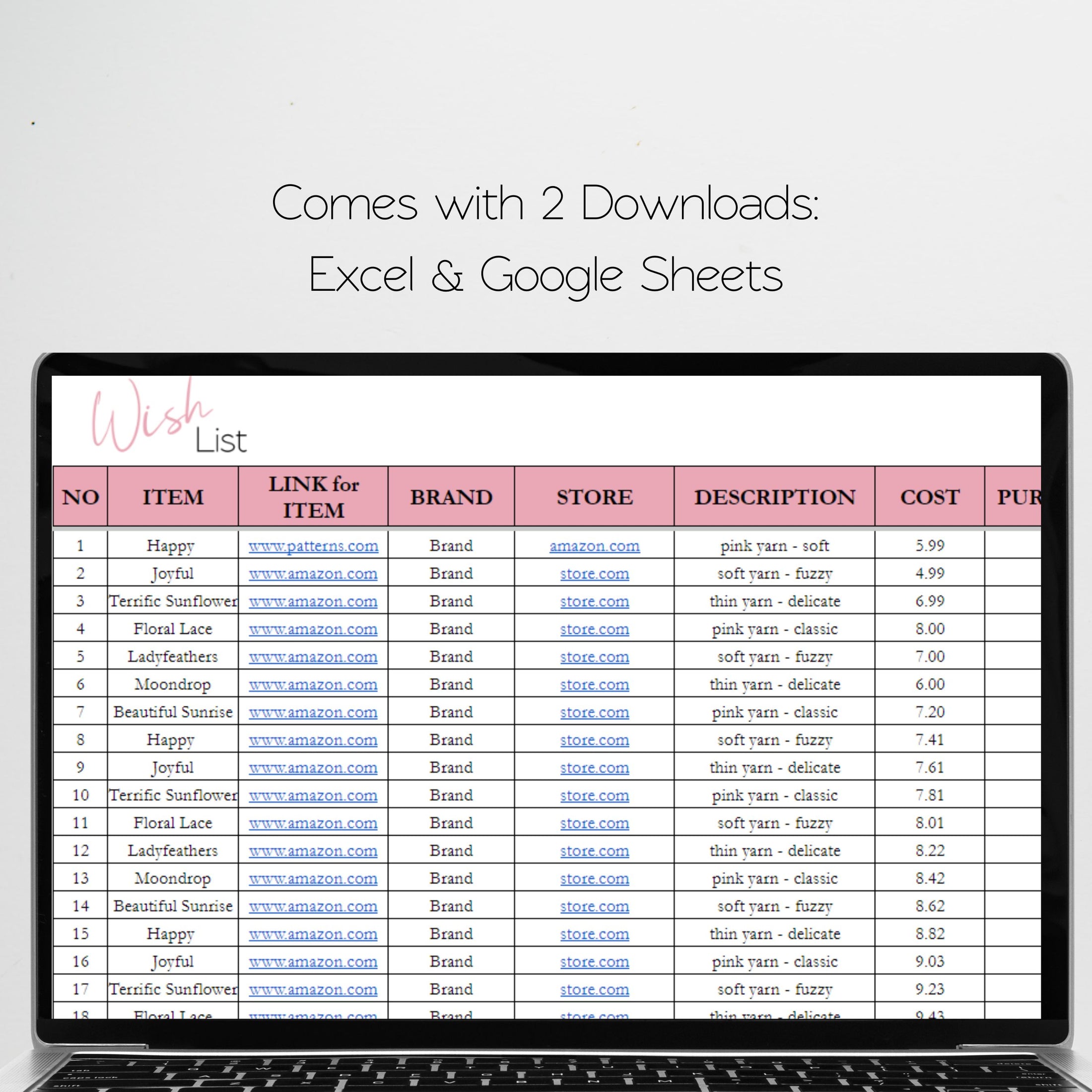 Knitting Planner Google Sheet and Excel Spreadsheets – Savvy and Thriving
