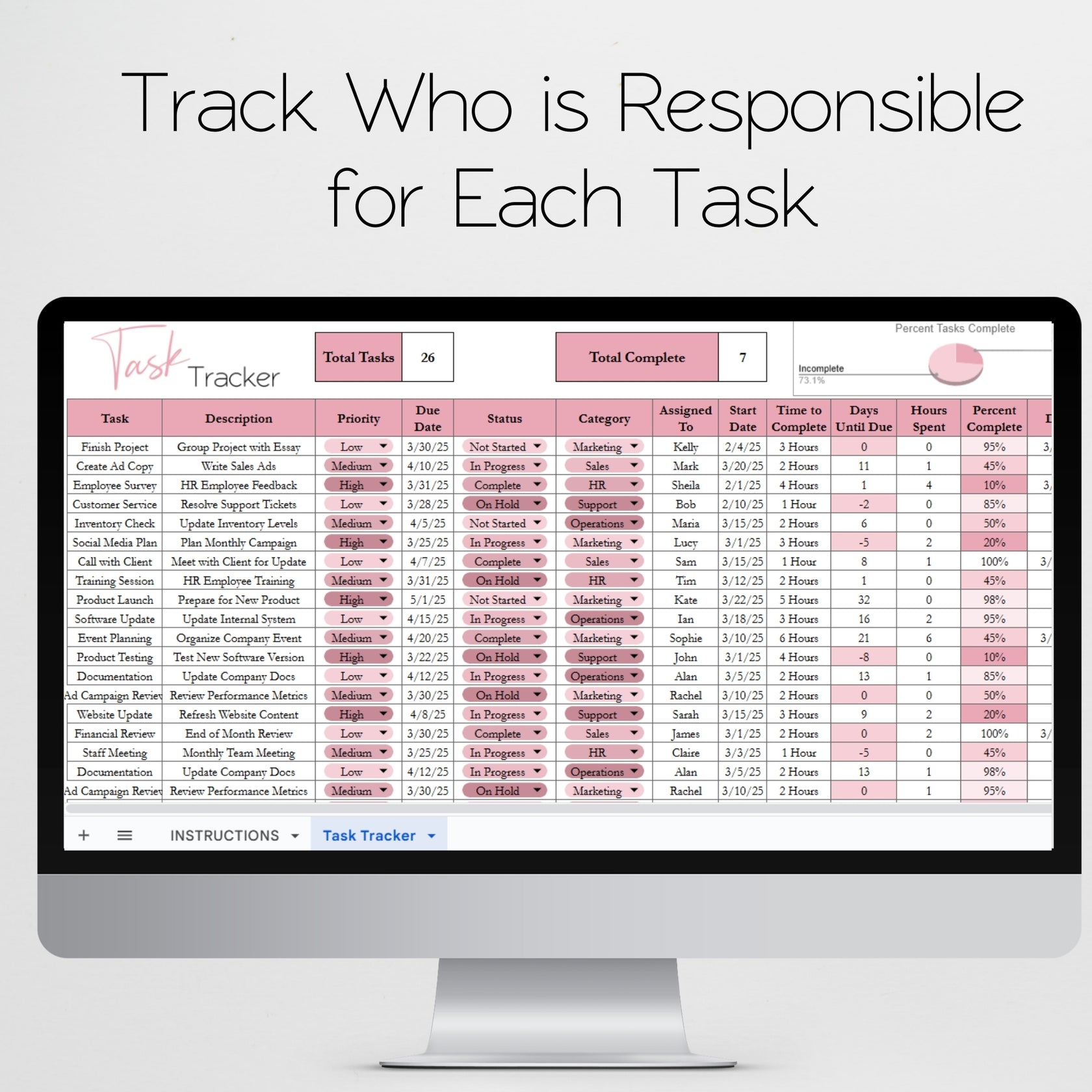 Task Tracker Template Google Sheets and Excel Spreadsheet – Savvy and ...