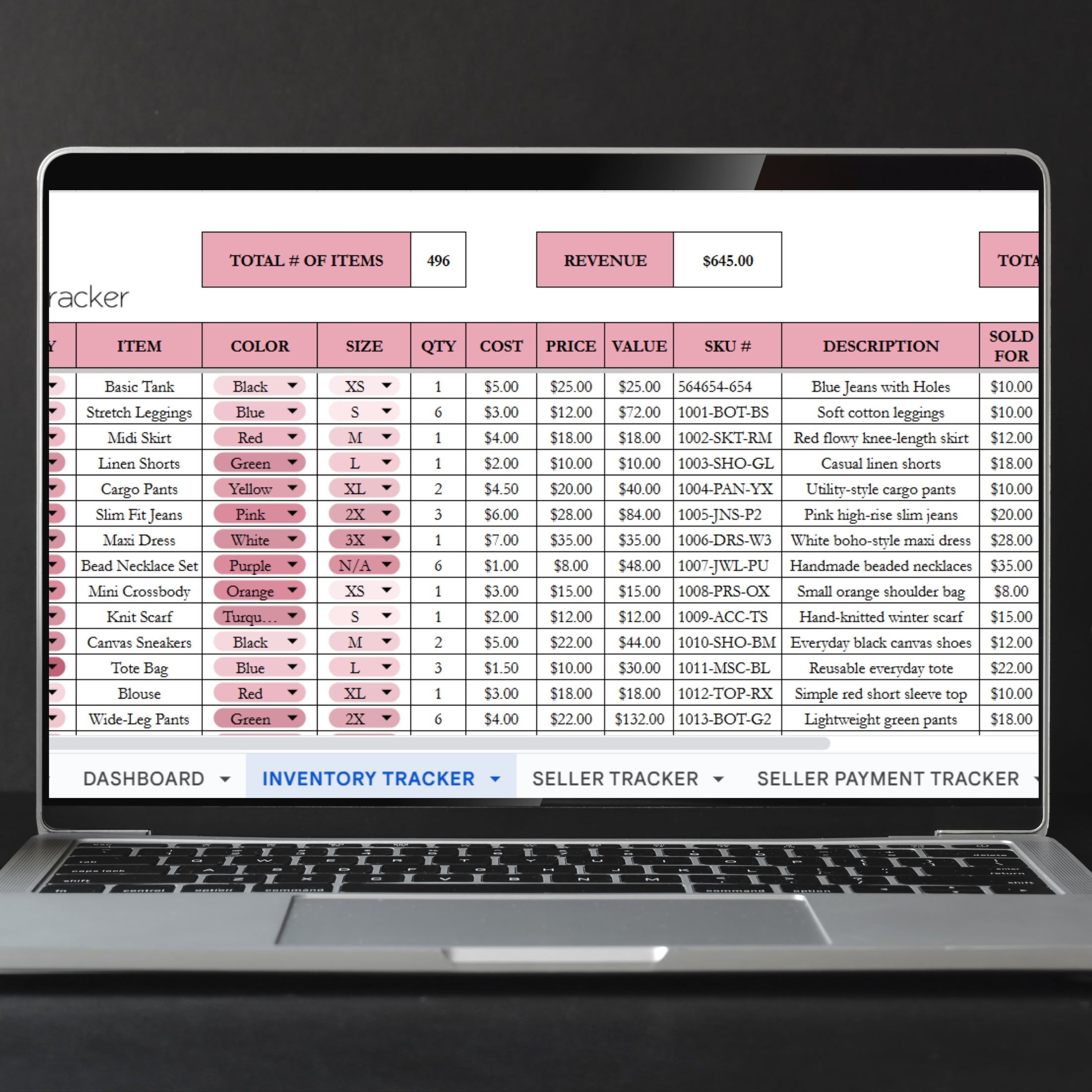 Consignment Inventory Tracker Template for Google Sheets and Excel Spr ...