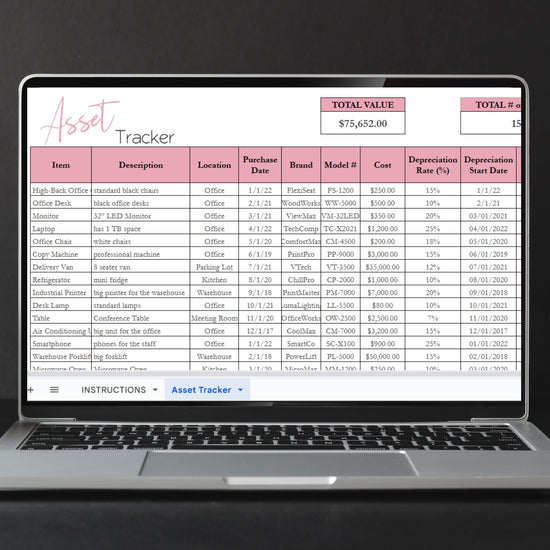 Asset Tracker Template Google Sheets and Excel Spreadsheet – Savvy and ...