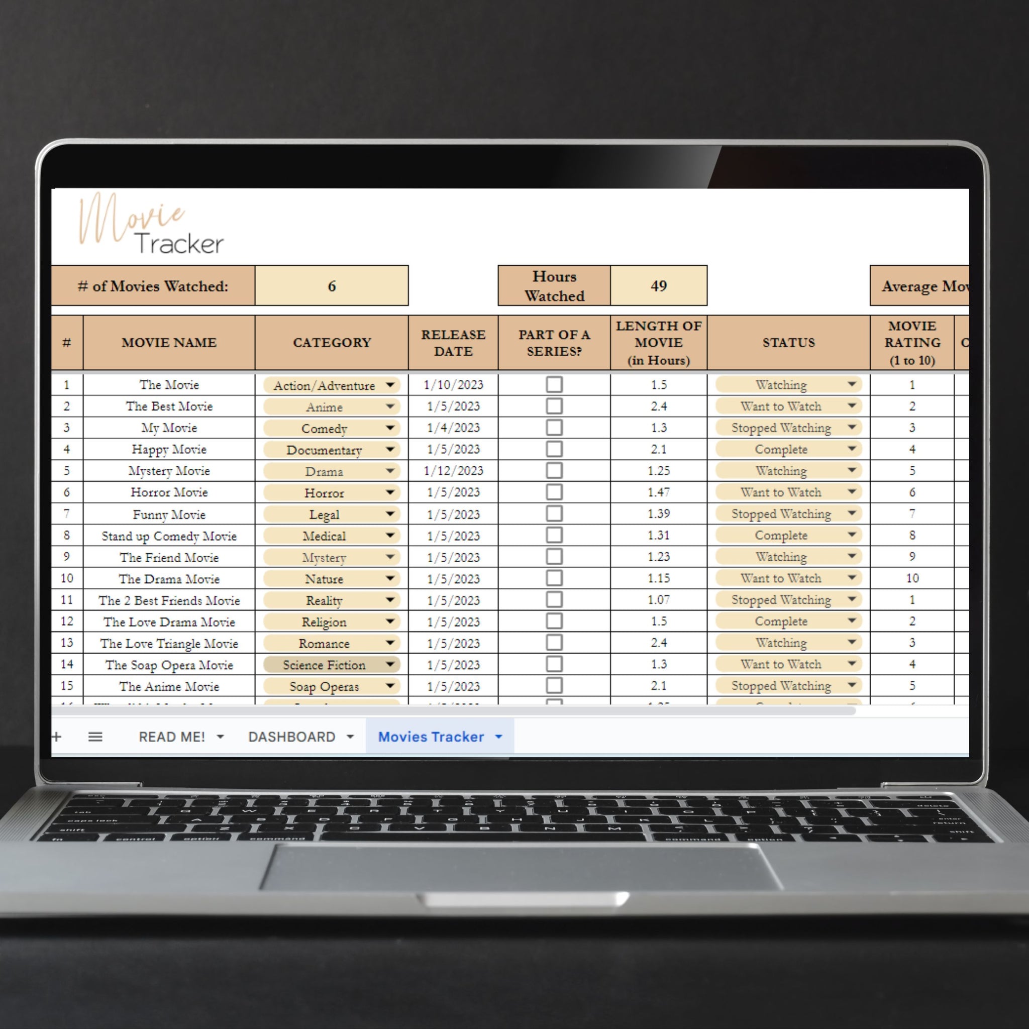 Movie Tracker Google Sheet and Excel Spreadsheet – Savvy and Thriving
