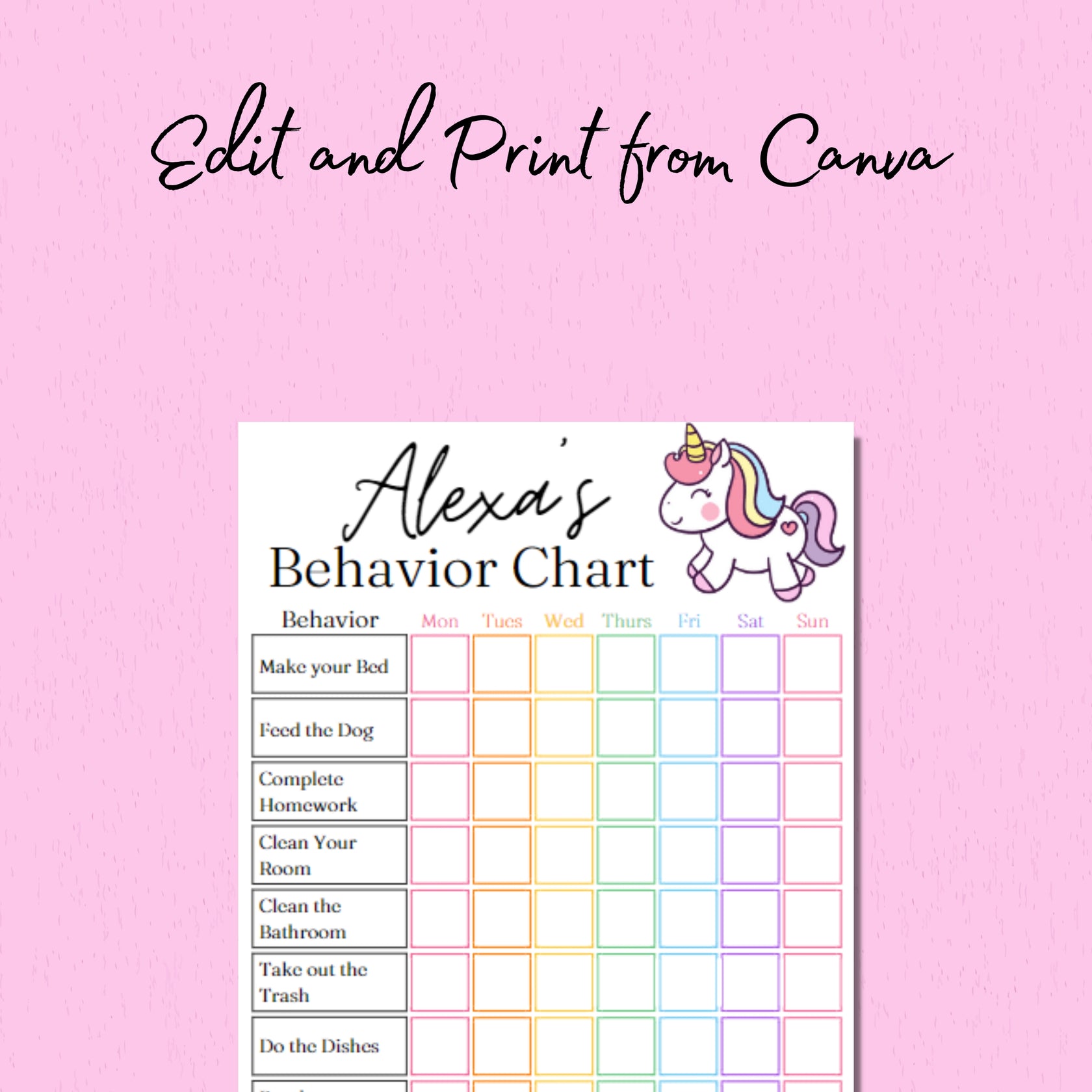 Behavior Chart for Kids Printable Template in Canva, Editable Template ...