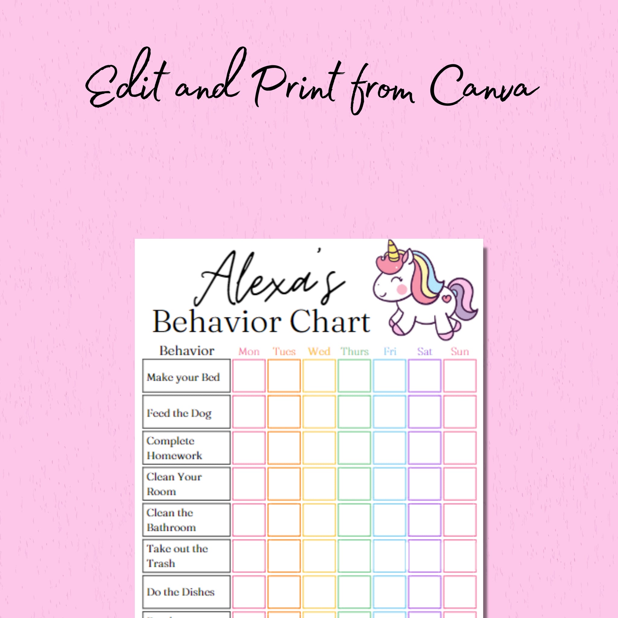Behavior Chart for Kids Printable Template in Canva, Editable Template ...