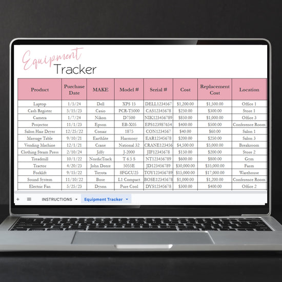 Equipment Tracker Google Sheet, Business or Rental Equipment Inventory ...