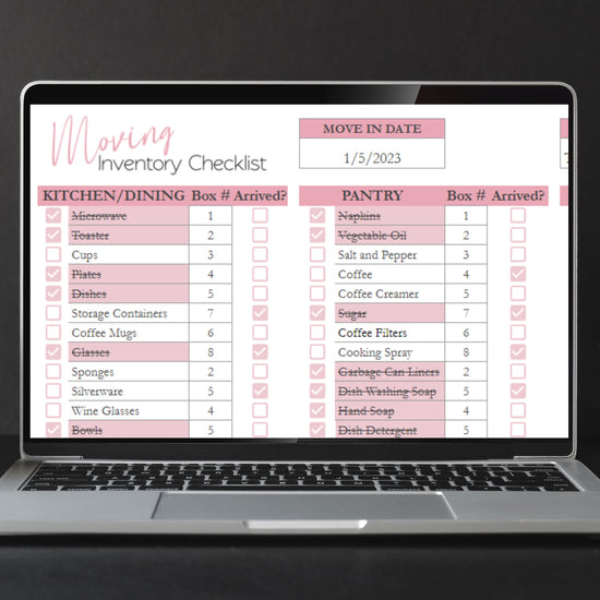 Moving Inventory Checklist Google Sheet and Excel Spreadsheet – Savvy ...