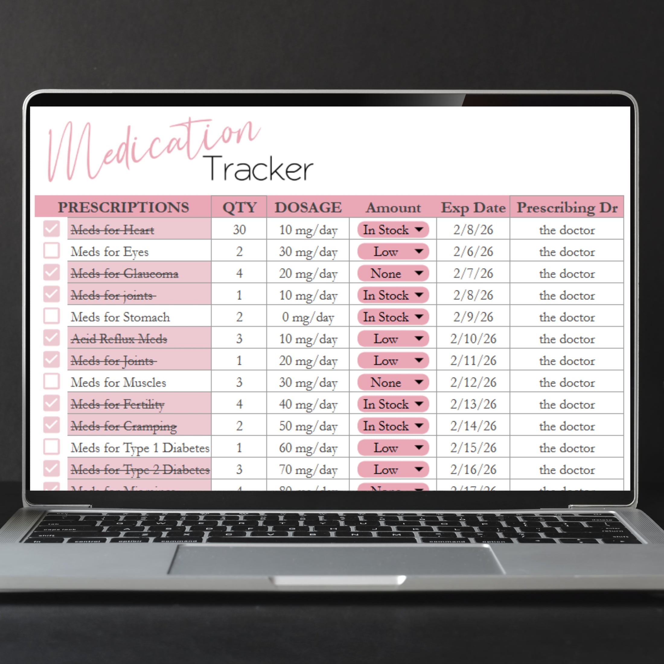 Medication Tracker Google Sheet and Excel Spreadsheet – Savvy and Thriving
