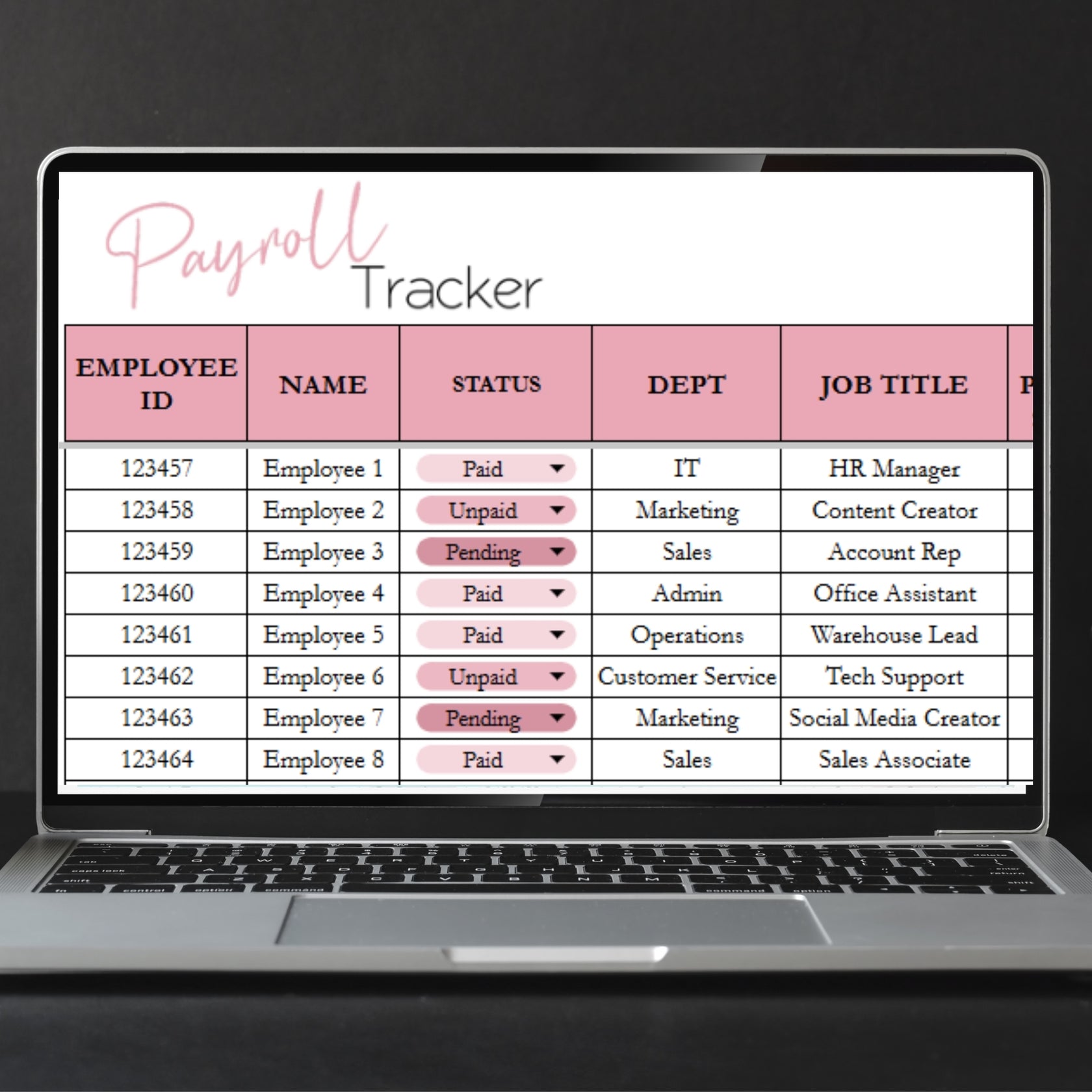 Payroll Tracker Template Google Sheets and Excel Spreadsheet – Savvy ...