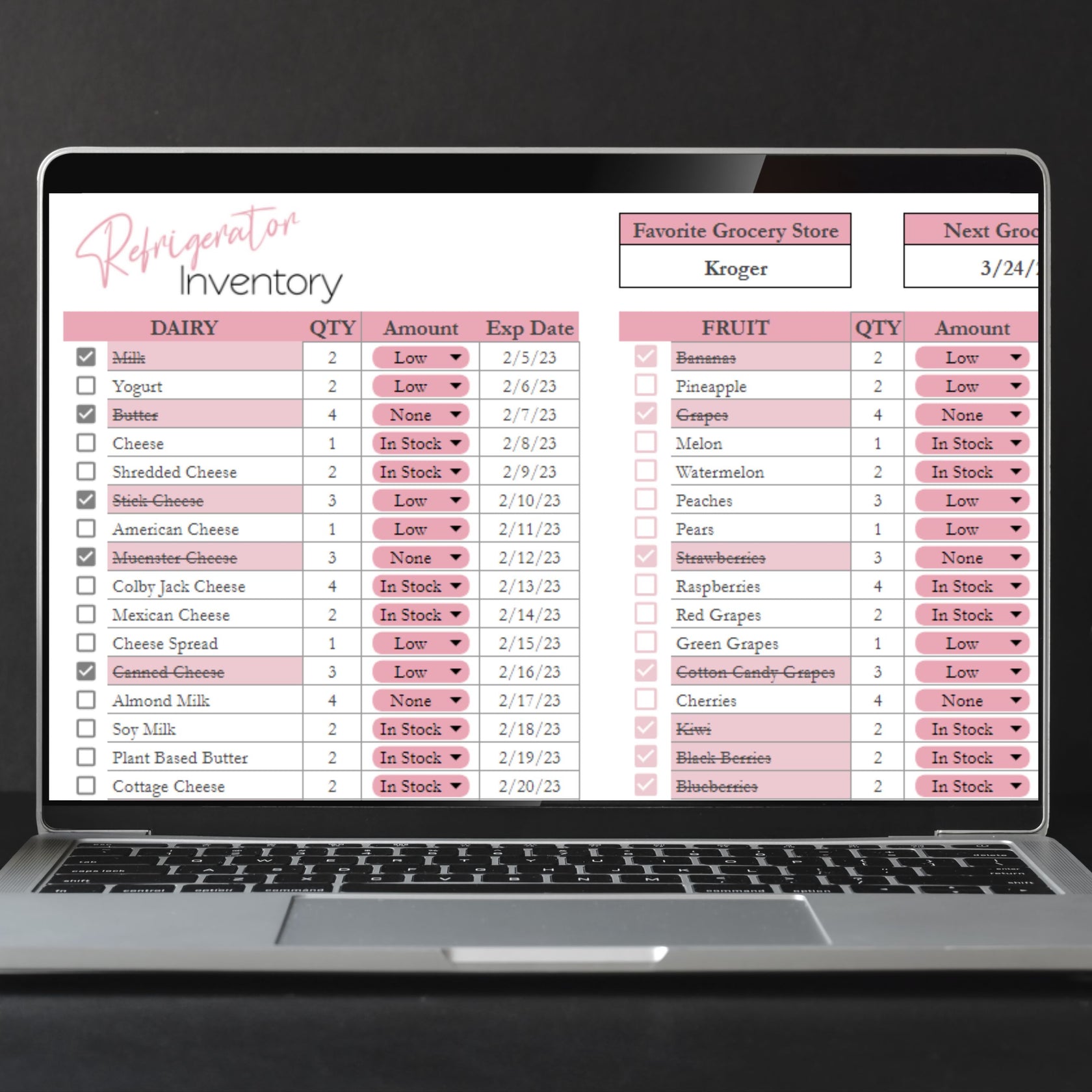 Refrigerator Inventory Google Sheet and Excel Spreadsheet – Savvy and ...