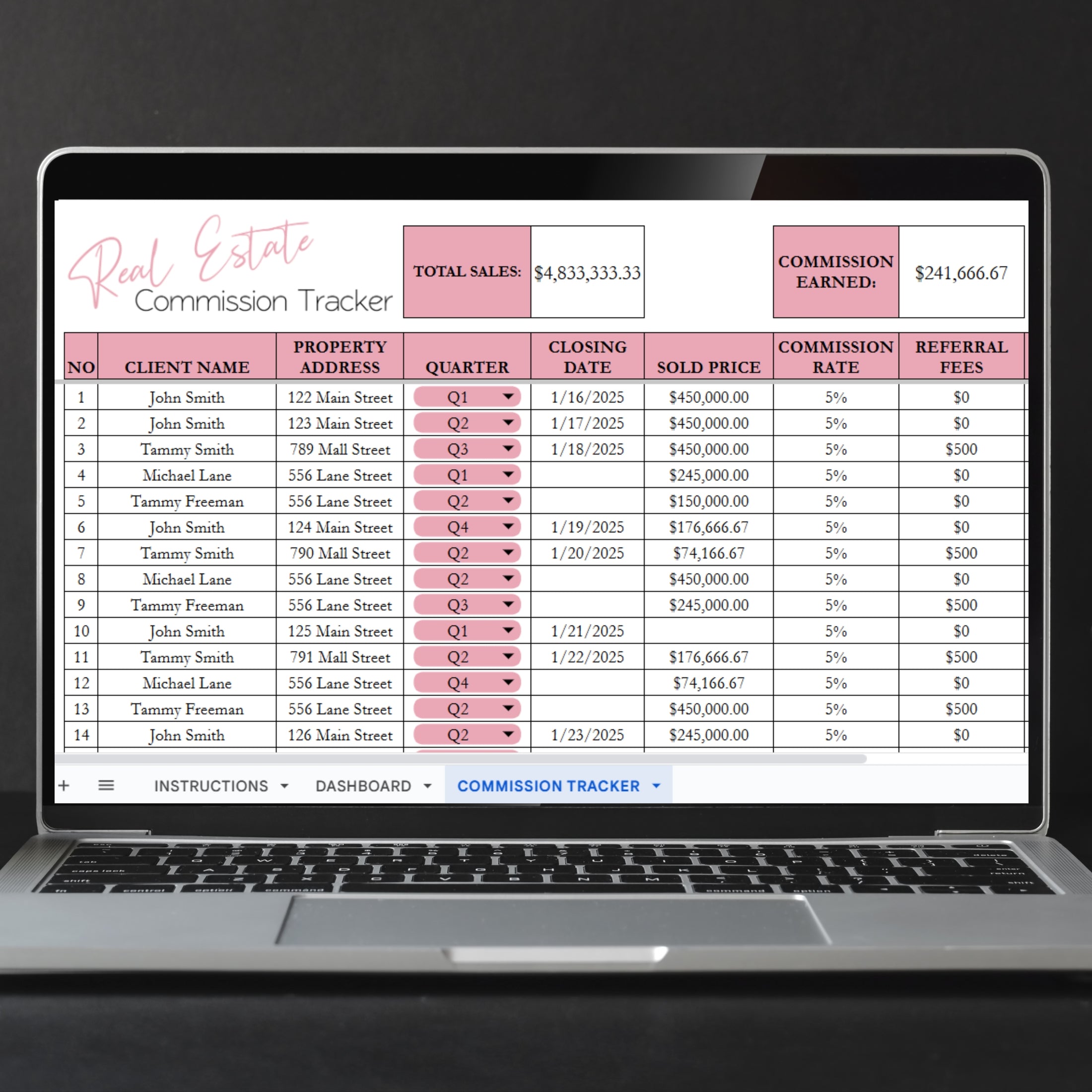 Real Estate Commission Tracker Google Sheet – Savvy and Thriving
