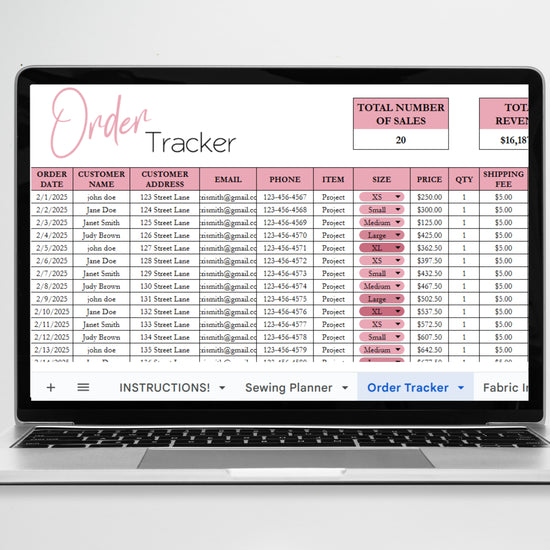 Sewing Planner Template Google Sheet and Excel Spreadsheet – Savvy and ...