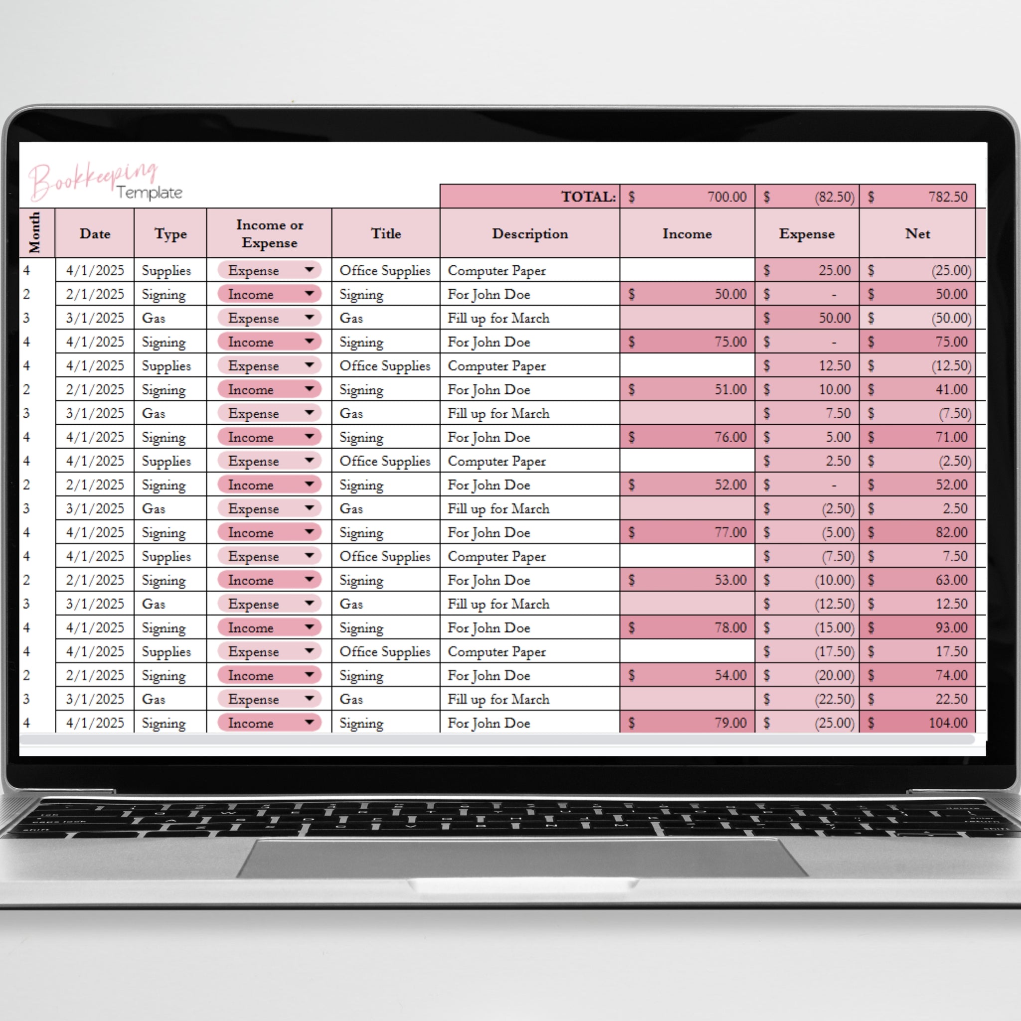 Notary Bookkeeping Template Google Sheets and Excel Spreadsheet – Savvy ...