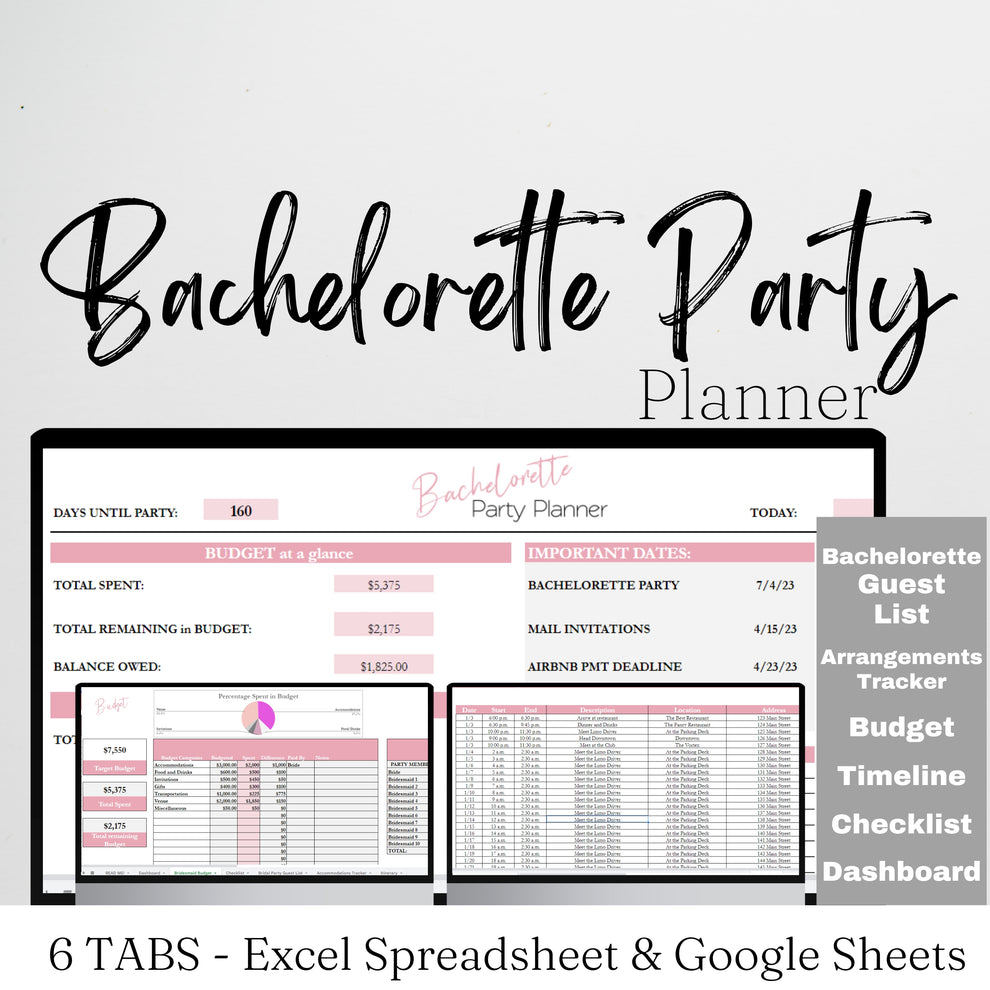 Bachelorette Party Planner Template Google Sheets Excel Spreadsheet ...