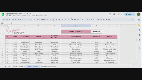 Expense Tracker Google Sheet, Expenses Log Excel Spreadsheet – Savvy ...