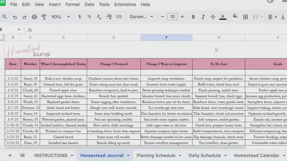 Homestead Planner Template Google Sheet and Excel Spreadsheet – Savvy ...