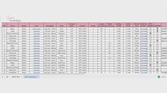 Yarn Inventory Tracker Google Sheets and Excel Spreadsheet – Savvy and ...