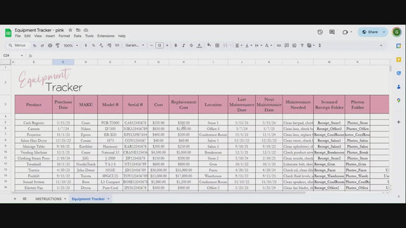 Equipment Tracker Google Sheet, Business or Rental Equipment Inventory ...