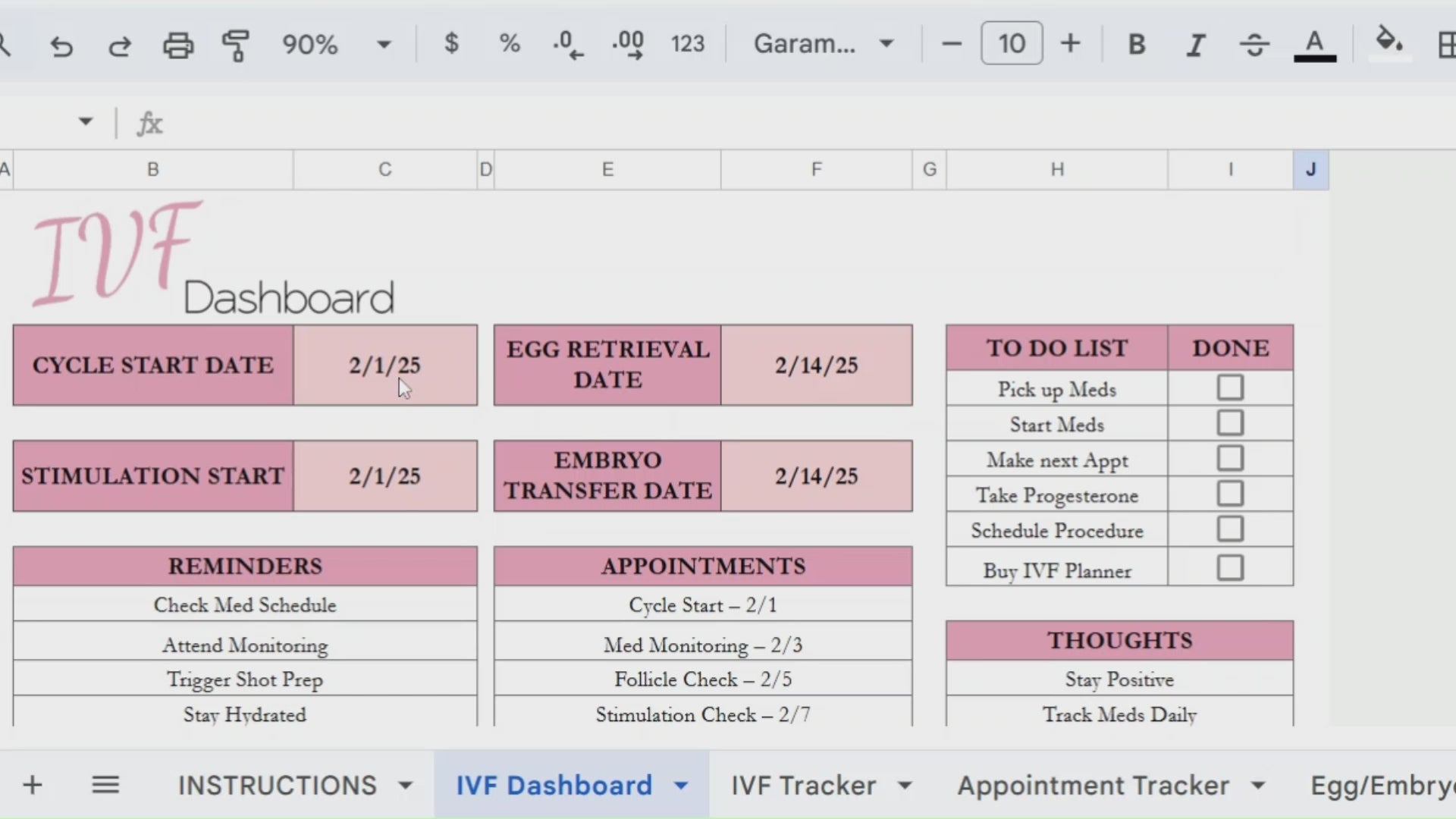 IVF Planner Template Bundle Google Sheet and Excel Spreadsheet – Savvy ...