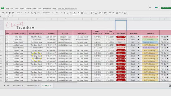 Client Tracker Template Google Sheets Excel Spreadsheet – Savvy and ...