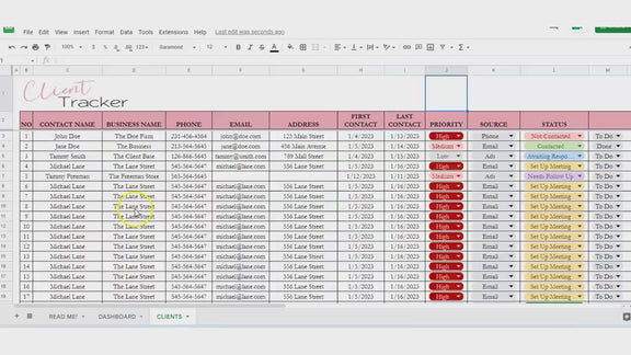 Client Tracker Template Google Sheets Excel Spreadsheet – Savvy and ...