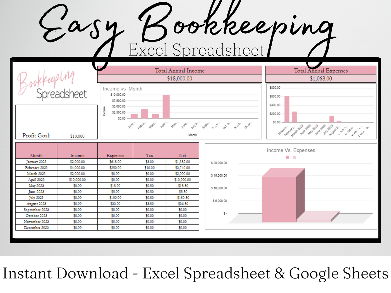 Bookkeeping Template Google Sheets Excel Spreadsheet – Savvy and Thriving