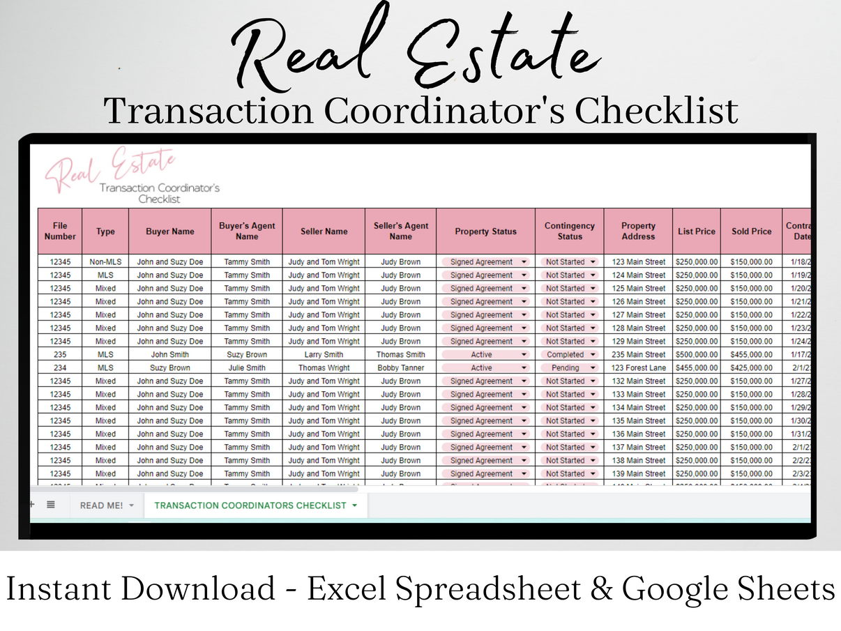 Real Estate Transaction Coordination Checklist Template Google Sheets ...