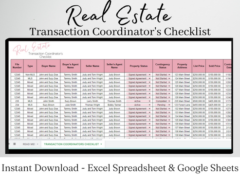 Real Estate Transaction Coordination Checklist Template Google Sheets ...
