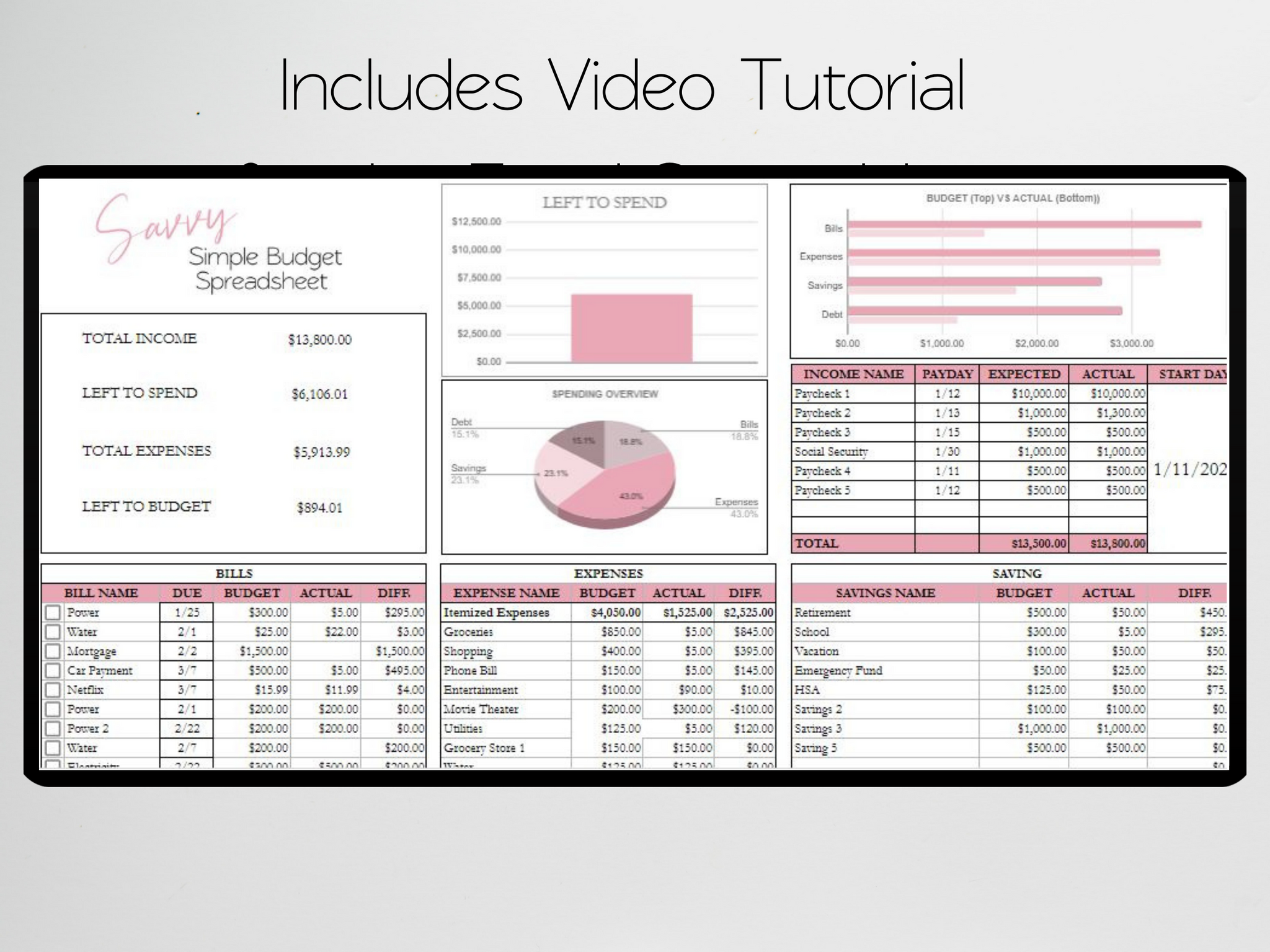Simple Budget Template Google Sheets Excel Spreadsheet – Savvy and Thriving