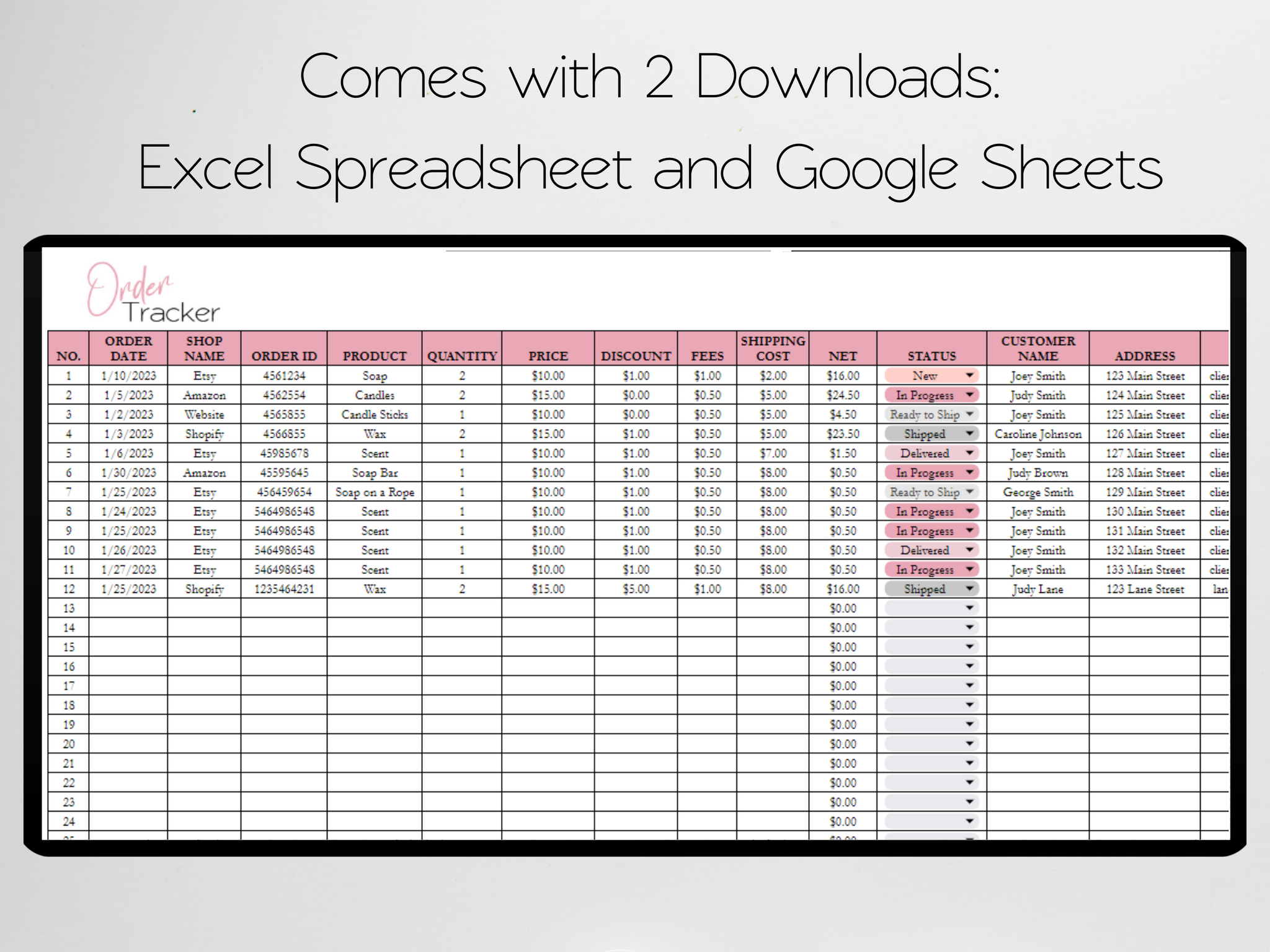 Order Tracker Template Google Sheets Excel Spreadsheet – Savvy and Thriving