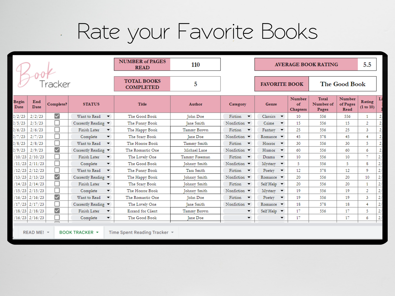 Book Tracker Template Google Sheets Excel Spreadsheet – Savvy and Thriving