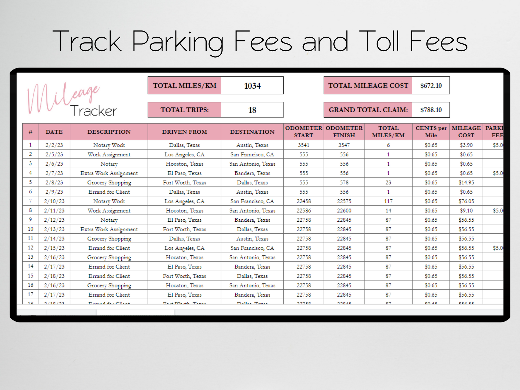 Mileage Tracker Template Google Sheets Excel Spreadsheet – Savvy and ...