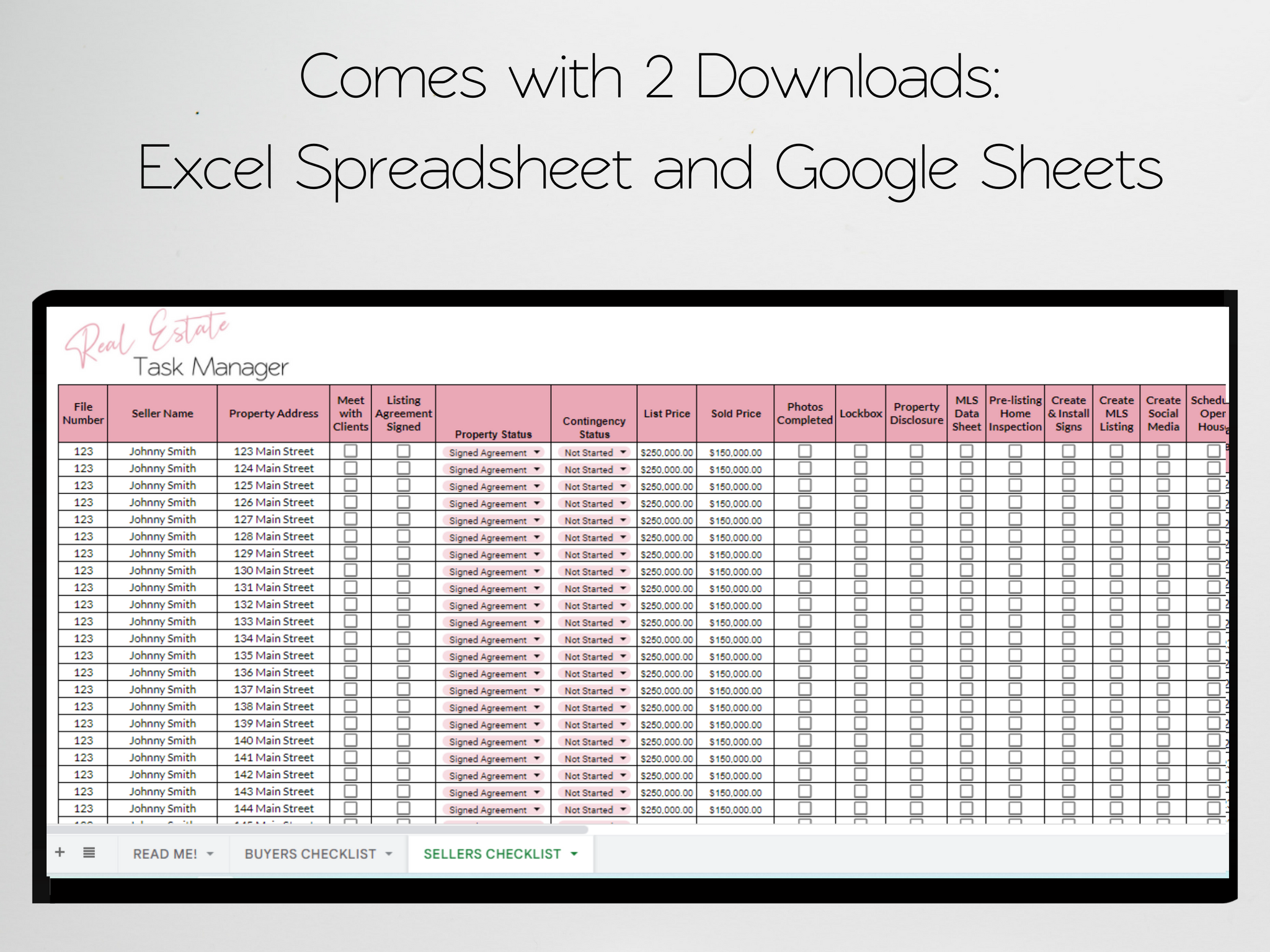 Real Estate Task Tracker Template Google Sheets Excel Spreadsheet ...