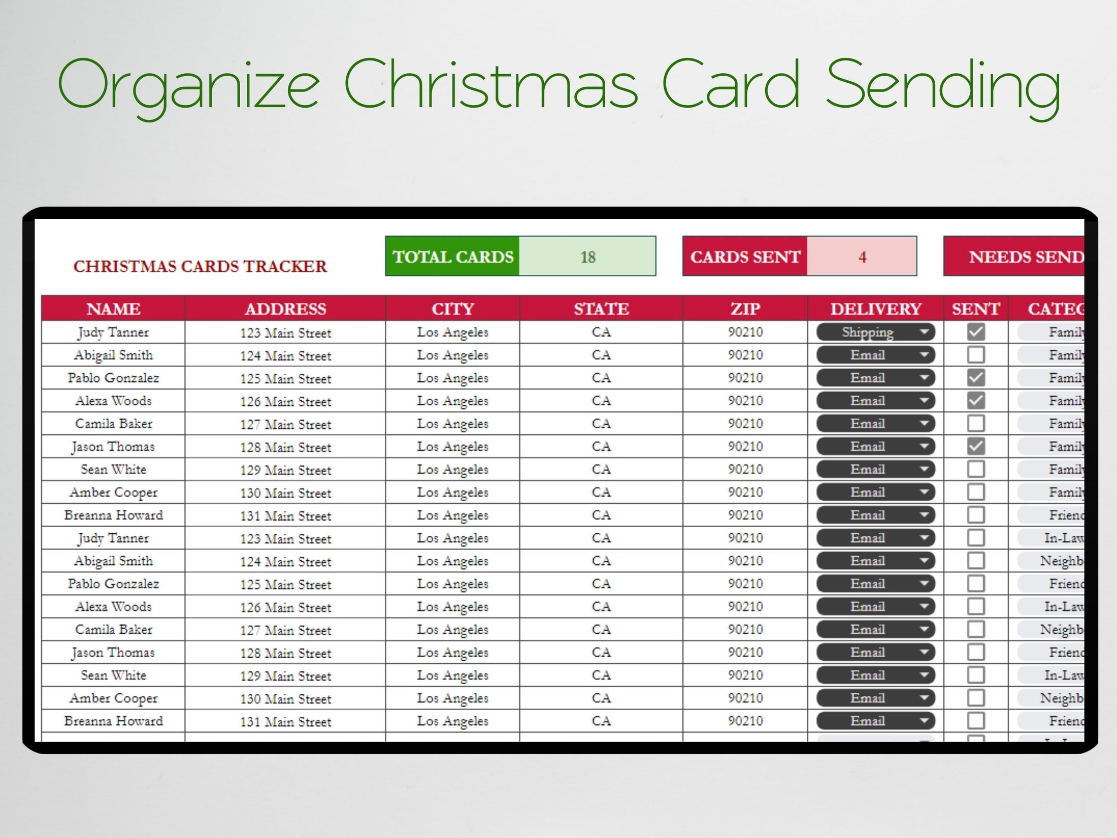 Christmas Gift Tracker Excel Spreadsheet, Holiday Budget Planner ...