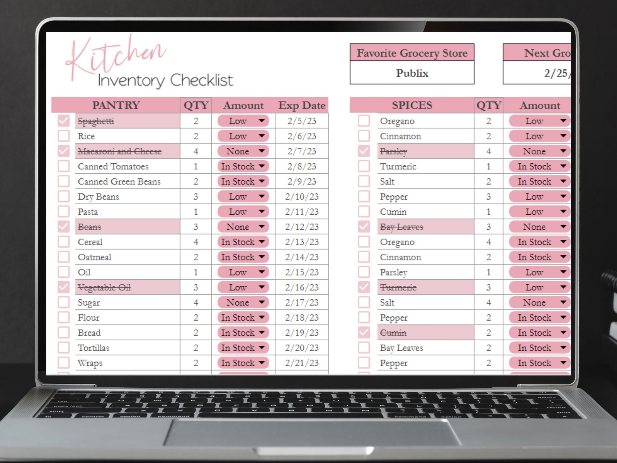 Kitchen Inventory Checklist Excel Spreadsheet Google Sheets – Savvy and ...