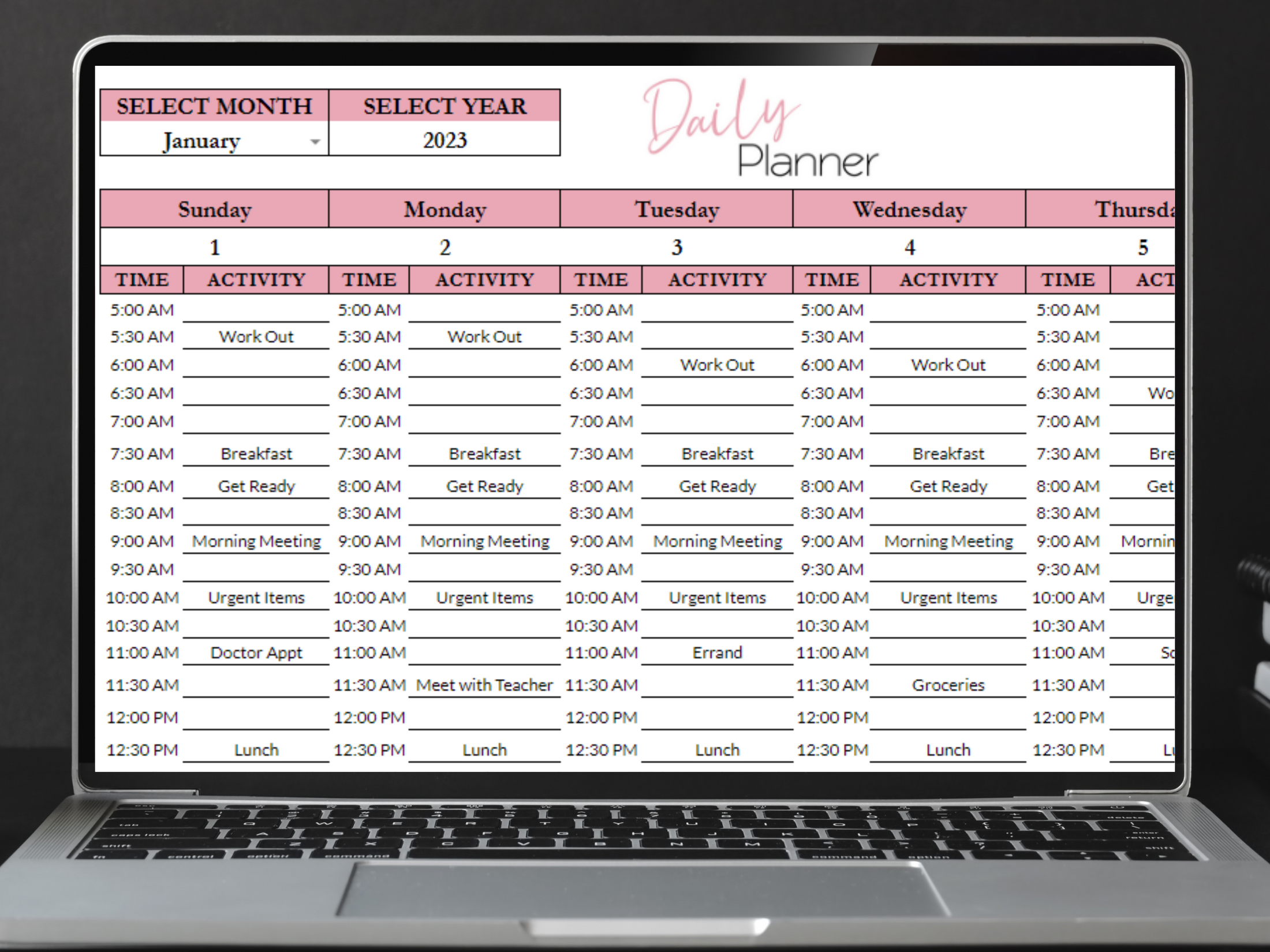 Daily Planner Template Google Sheets Excel Spreadsheet – Savvy and Thriving